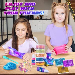 Toy Galaxy Slime Kit for Boys Girls 10-12, FunKidz Ultimate Fluffy Slime Making Kit for Kids Ages 8-10 D.I.Y. Glow, Galactic, Fun Slime Gifts