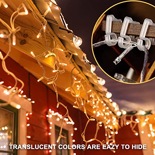 Holiday Hang Gutter Hooks for Christmas Decoration String Lights Weatherproof Outdoor Lights Clip for Halloween Xmas(100 Pieces)