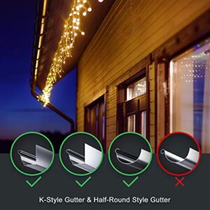 Holiday Hang Gutter Hooks for Christmas Decoration String Lights Weatherproof Outdoor Lights Clip for Halloween Xmas(100 Pieces)