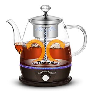 topwit electric kettle, electric tea kettle with automatic sprinkling for tea-brewing, keep warm and dual modes electric tea maker, 1l pour over teapot & hot water kettle with stainless steel infuser