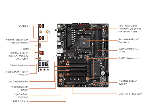 Gigabyte B550 Gaming X V2 (AMD Ryzen 5000/B550/ATX/M.2/HDMI/DVI/USB 3.1 Gen 2/DDR4/ATX/Gaming Motherboard)