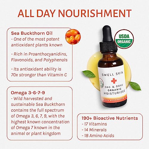 Swell Skin - Sea Buckthorn Oil for Skin Health, Facial Oil, Age-Defying Beauty Potion, Moisturizing Face Oil, Also Works on Bites & Burns, 30 ml