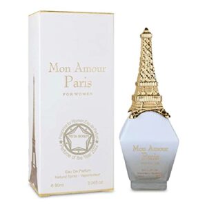 meta-bosem mon amour paris - donna bella italia, eau de parfum spray for women, wonderful gift, feminine, daytime and casual use, for all skin types, a classic bottle, 3.06 fl oz