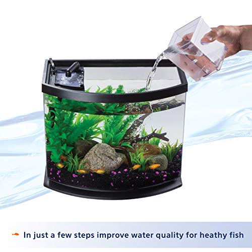 Aqueon LED MiniBow Small Aquarium Fish Tank Kit with SmartClean Technology, Black, 5 Gallon