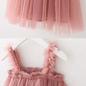 BGFKS Layered Tulle Tutu Dress for Toddler Girls,Baby Girl Rainbow Tutu Princess Skirt Set with Flower Headband.(Dusty Rose,3T)