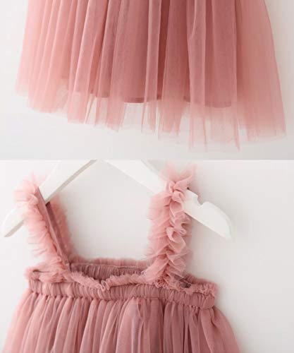 BGFKS Layered Tulle Tutu Dress for Toddler Girls,Baby Girl Rainbow Tutu Princess Skirt Set with Flower Headband.(Dusty Rose,3T)