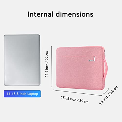 Voova Laptop Sleeve Case 15.6 Inch, 360° Protective Computer Carrying Bag Compatible with MacBook Pro 15 16 M1 Pro/Max,15-16 Inch Microsoft Hp Lenovo Dell Acer Asus Chromebook for Women Girls,Pink