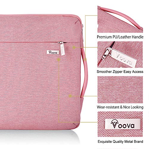 Voova Laptop Sleeve Case 15.6 Inch, 360° Protective Computer Carrying Bag Compatible with MacBook Pro 15 16 M1 Pro/Max,15-16 Inch Microsoft Hp Lenovo Dell Acer Asus Chromebook for Women Girls,Pink