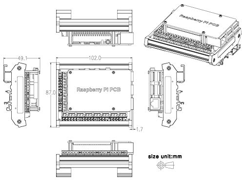 DIN Rail Mount Pinout Breakout Terminal Block Module for Raspberry Pi A+ 3A+ B+ 2B 3B 3B+ 4B Zero Zero-W