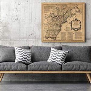 1755 Map| North America| North America Map Size: 22 inches x 24 inches |Fits 22x24 siz