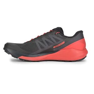 salomon sense ride 4 trail running shoes for men, black/goji berry/phantom, 11