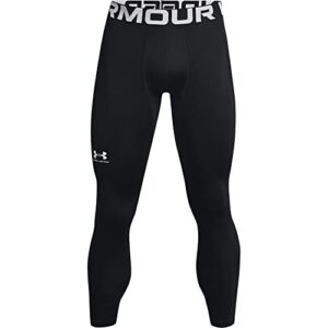 under armour men's coldgear armour leggings , black (001)/white, large