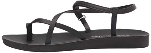 Amazon Essentials Women's Strappy Footbed Sandal, Black, 7.5