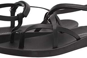 Amazon Essentials Women's Strappy Footbed Sandal, Black, 7.5