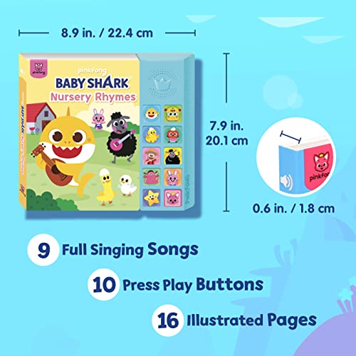 Baby Shark Nursery Rhymes 10 Button Sound Book| Learning & Education Toys | Interactive Baby Books for Toddlers 1-3 | Gifts for Boys & Girls