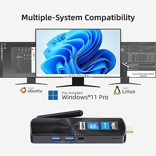 MeLE PCG02 Fanless Mini PC Stick Windows 11 Pro Celeron J4125 8GB 128GB Micro Desktop Computer Stick Support HDMI 4K 60Hz Wi-Fi5 Gigabit Ethernet BT4.2 on Business Office Industrial IOT Media Home