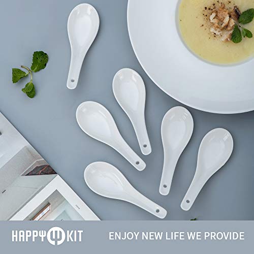 Ceramic Soup Spoons, Asian Ramen Spoons Set of 12 Proper for Corelle Pho Miso Wonton Ramen Dumpling Macaron Dishwasher & Oven Safe