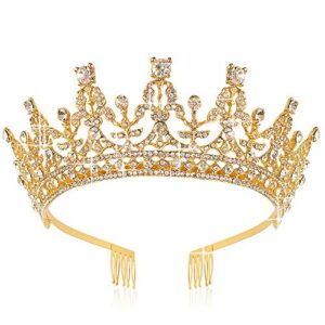 didder crowns for women rhinestone crown tiara, tiaras and crowns for women, tiaras for girls gold crown for girls elegant princess crown tiara with combs wedding bridal tiara birthday prom party