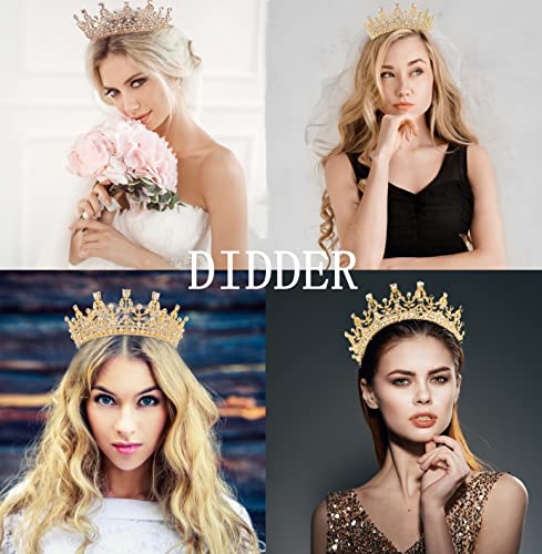 Didder Crowns for Women Rhinestone Crown Tiara, Tiaras and Crowns for Women, Tiaras for Girls Gold Crown for Girls Elegant Princess Crown Tiara with Combs Wedding Bridal Tiara Birthday Prom Party