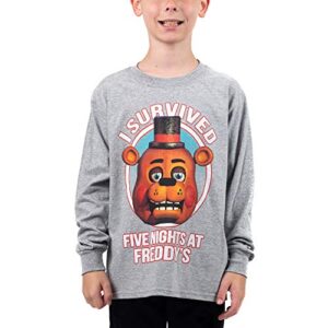 five nights at freddy's video game boys long sleeve shirt-l gray