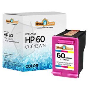 houseoftoners remanufactured ink cartridge replacement for hp 60 for hp deskjet d1660 d2645 d5560 f2400 f4200 f4400 photosmart c4600 c4680 c4700 (1 color)