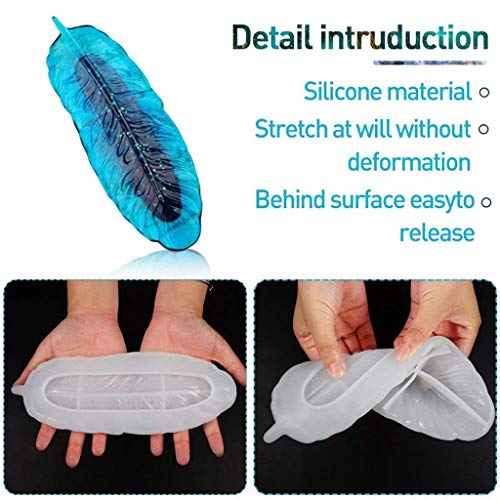 Ahn'Qiraj 2PCS Resin Tray Mold, Resin Feather Shaped Molds Silicone Tray Mold Resin Jewelry Tray Mold Resin for Holding Keychains, Rings Jewelry and DIY Craft Tray Gifts for Woman