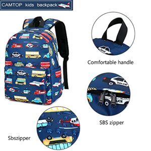 CAMTOP Kids Backpack Toddler Bookbag Preschool Kindergarten School Bag for Boys and Girls (Car back pack Navy Blue)