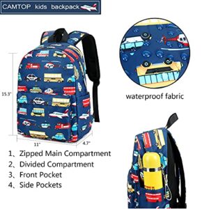 CAMTOP Kids Backpack Toddler Bookbag Preschool Kindergarten School Bag for Boys and Girls (Car back pack Navy Blue)