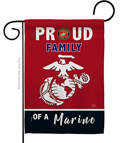 Breeze Decor Proud Family Garden Flag Armed Forces Marine Corps USMC Semper Fi United State American Military Veteran Retire Official House Banner Small Yard Gift Double-Sided, Red/Black