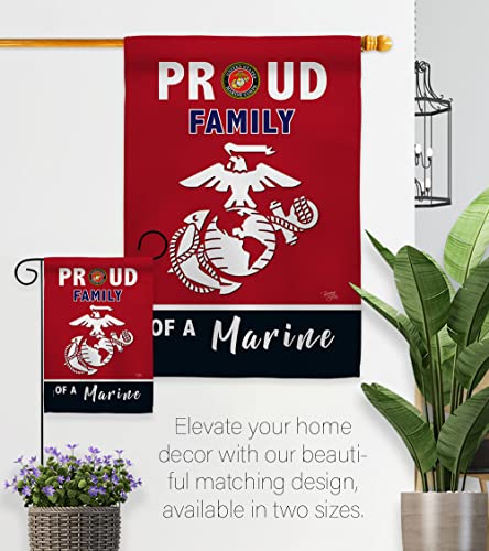 Breeze Decor Proud Family Garden Flag Armed Forces Marine Corps USMC Semper Fi United State American Military Veteran Retire Official House Banner Small Yard Gift Double-Sided, Red/Black