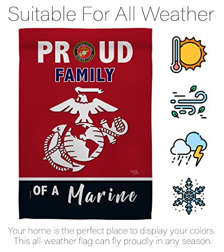 Breeze Decor Proud Family Garden Flag Armed Forces Marine Corps USMC Semper Fi United State American Military Veteran Retire Official House Banner Small Yard Gift Double-Sided, Red/Black