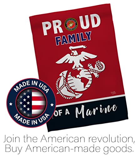 Breeze Decor Proud Family Garden Flag Armed Forces Marine Corps USMC Semper Fi United State American Military Veteran Retire Official House Banner Small Yard Gift Double-Sided, Red/Black