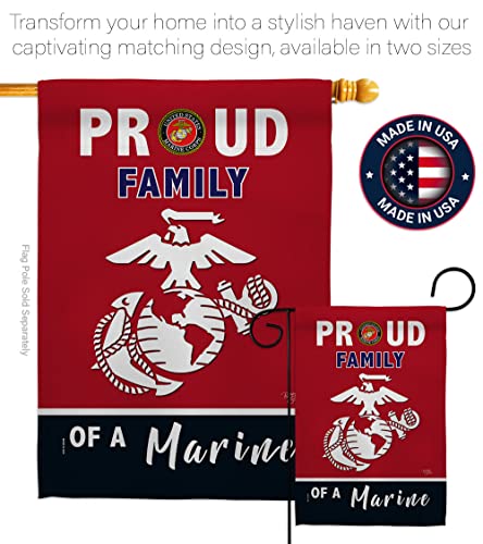 Breeze Decor Proud Family Garden Flag Armed Forces Marine Corps USMC Semper Fi United State American Military Veteran Retire Official House Banner Small Yard Gift Double-Sided, Red/Black