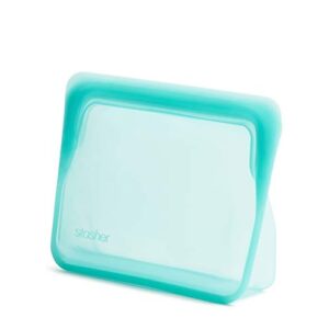 Stasher Reusable Silicone Storage Bag, Food Storage Container, Microwave and Dishwasher Safe, Leak-free, Stand Up - Mini, Aqua