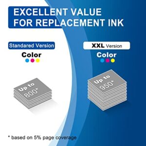 Drnoae 702XL Ink Cartridge Remanufactured 702xl Color Ink Cartridge Replacement for Epson 702XL 702 T702XL to use with Workforce Pro WF-3720 WF-3730 WF-3733 Printer (1Cyan, 1Yellow, 1Magenta, 3 Pack)