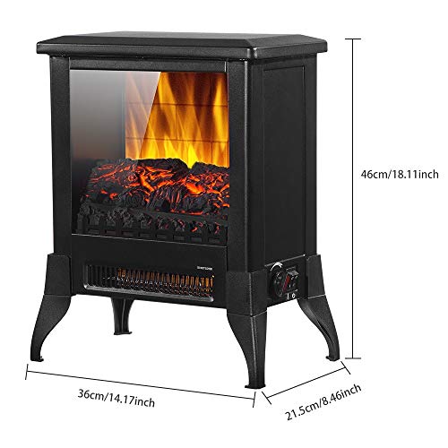 14 inch 1400w Freestanding Fireplace Fake Wood/Single Color/Heating Wire/One Rocker Flame Switch Button/One Rocker Heating Switch Button/One with Ntc Temperature Control Knob