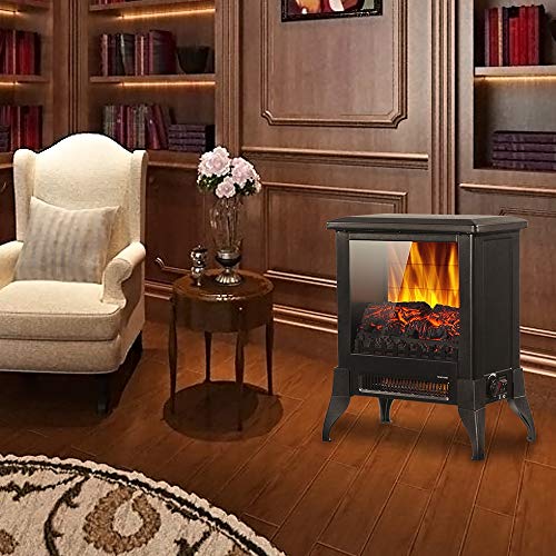 14 inch 1400w Freestanding Fireplace Fake Wood/Single Color/Heating Wire/One Rocker Flame Switch Button/One Rocker Heating Switch Button/One with Ntc Temperature Control Knob