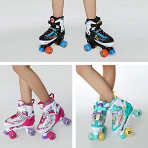 Woolitime Adjustable Roller Skates for Girls and Boys, 4 Size Adjustable Toddler Roller Skates for Kids with All Wheels Light Up, Patines para Niñas Niños