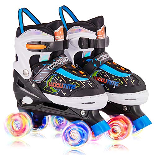 Woolitime Adjustable Roller Skates for Girls and Boys, 4 Size Adjustable Toddler Roller Skates for Kids with All Wheels Light Up, Patines para Niñas Niños