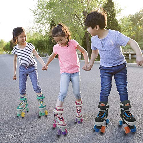 Woolitime Adjustable Roller Skates for Girls and Boys, 4 Size Adjustable Toddler Roller Skates for Kids with All Wheels Light Up, Patines para Niñas Niños