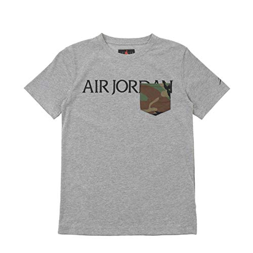 Nike Air Jordan Big Boys (8-20) Short-Sleeve Jumpman T-Shirt Jordan (Grey/Camo Pocket/Jumpman, Medium)