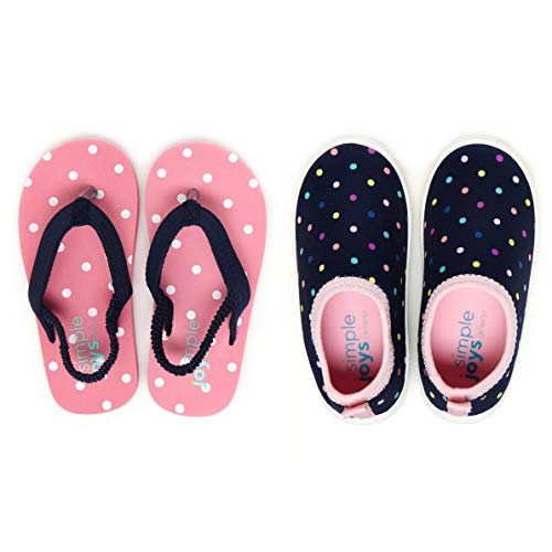 Simple Joys by Carter's Girls Kimmie Kaia Aqua Set Sandal, Navy/Pink Dots, 7 Toddler