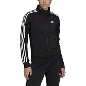 adidas women's essentials warm-up slim 3-stripes track top, black, x-large