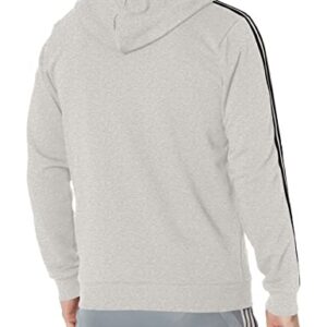 adidas Men's Essentials French Terry 3-Stripes Full-Zip Hoodie, Medium Grey Heather/Black