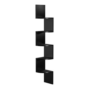 vasagle corner shelf wall mount, 5-tier floating corner bookshelf, plant shelf for bedroom, living room, bathroom, home office, simply black ulbc072b01