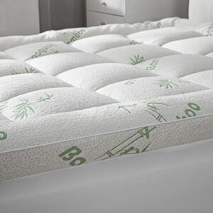 bamboo mattress topper king size with 8-21" deep pocket mattress pad for back pain pillow top mattress cooling cover quilted mattress protector with 1200 gsm down alternative fill (76x80)