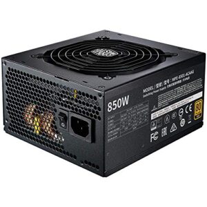 Cooler Master MWE Gold 850 V2 Full Modular, 850W, 80+ Gold Efficiency, 2 EPS Connectors, 120mm HDB Fan, Semi-fanless Operation, 5 Year Warranty