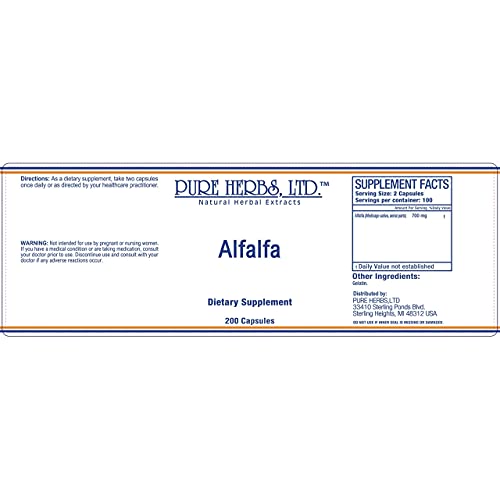 Pure Herbs, Ltd. Alfalfa Capsules