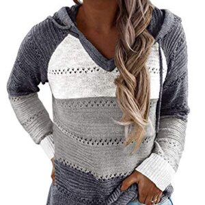 Womens Long Sleeve Tops Casual Color Block Sweater for Women Plus Size Grey XXL