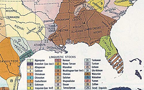 Historical Poster |1650 US Map Native American Indian Tribes Languages (16"x23")